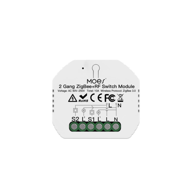 Moes Zigbee+RF Switch Module 2CH - Sprut.AI